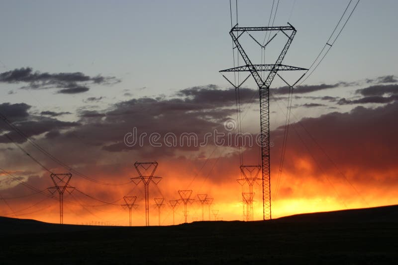 Sunset Power Lines 2 stock photo. Image of clouds, electricity - 1626804