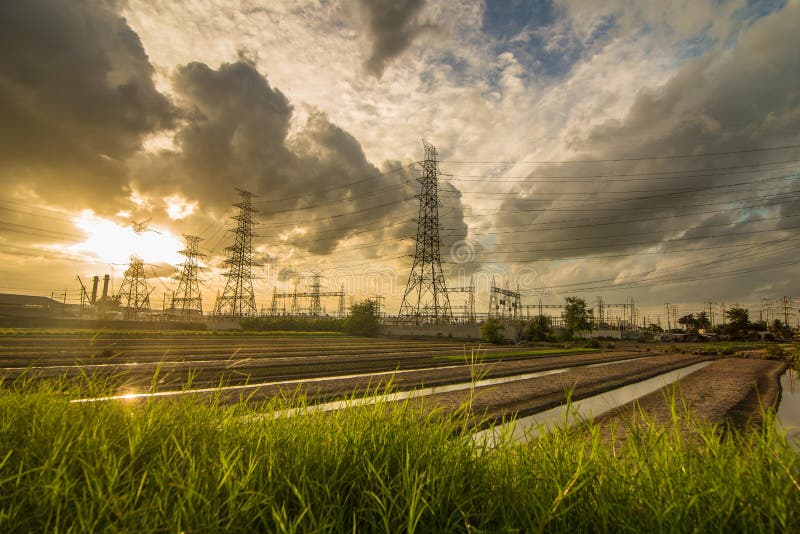 Sunset of powerhouse stock photo. Image of sunset, area - 41887454