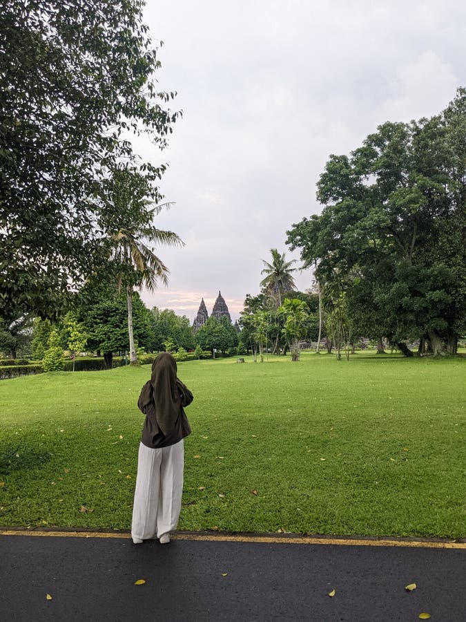 Sunset at Prambanan temple stock photo. Image of hindu - 264907700