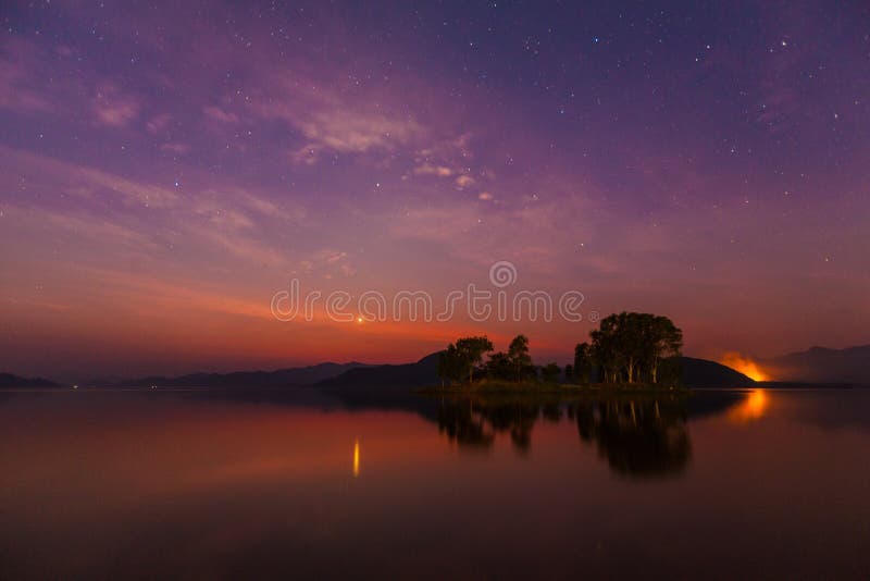 Sunset pranburi dam stock image. Image of ambient, beauty - 56276329