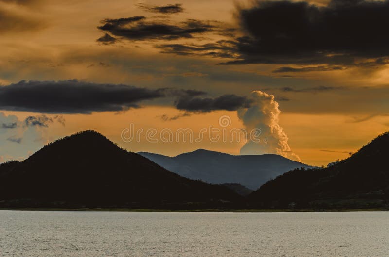 Sunset at Pranburi Dam Thailand Stock Image - Image of pranburi ...