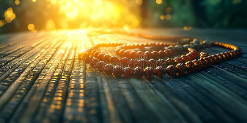Sunset Prayer Beads: Spiritual Serenity Background Stock Illustration ...