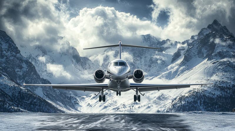 Private Jet Snowy Runway Sunset Stock Photos - Free & Royalty-Free ...