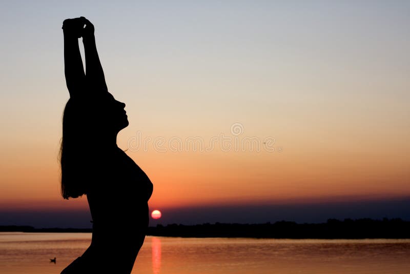Sunset Profile of the Woman Stock Image - Image of sunset, natural ...