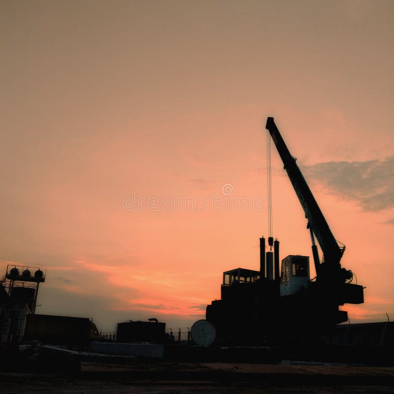 Sunset on the project site stock image. Image of sunset - 207226689