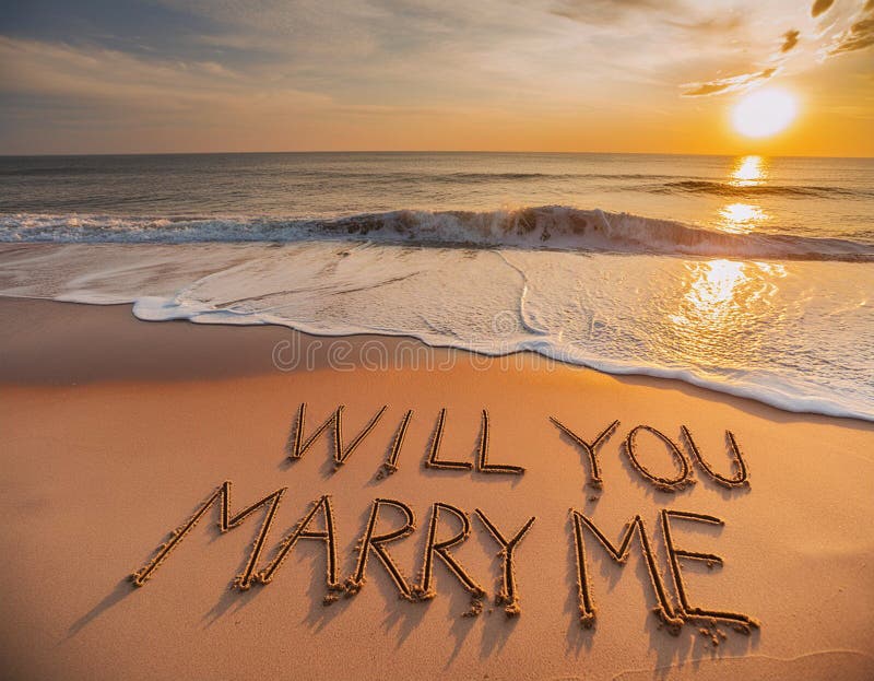 Sunset Proposal: Will You Marry Me Stock Photo - Image of marry, beach ...