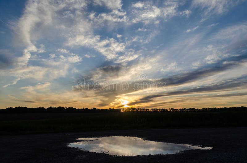 Sunset by a puddle stock photo. Image of farm, kentucky - 95735118