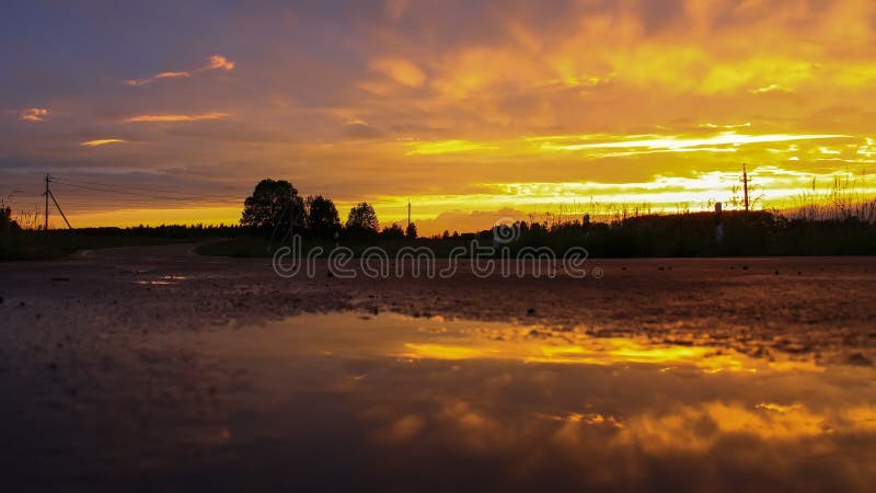 Sunset in a puddle stock image. Image of safari, night - 79430641