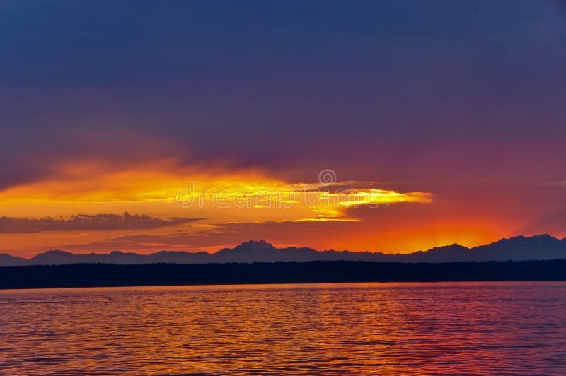 Sunset on Puget Sound stock image. Image of water, puget - 26084971