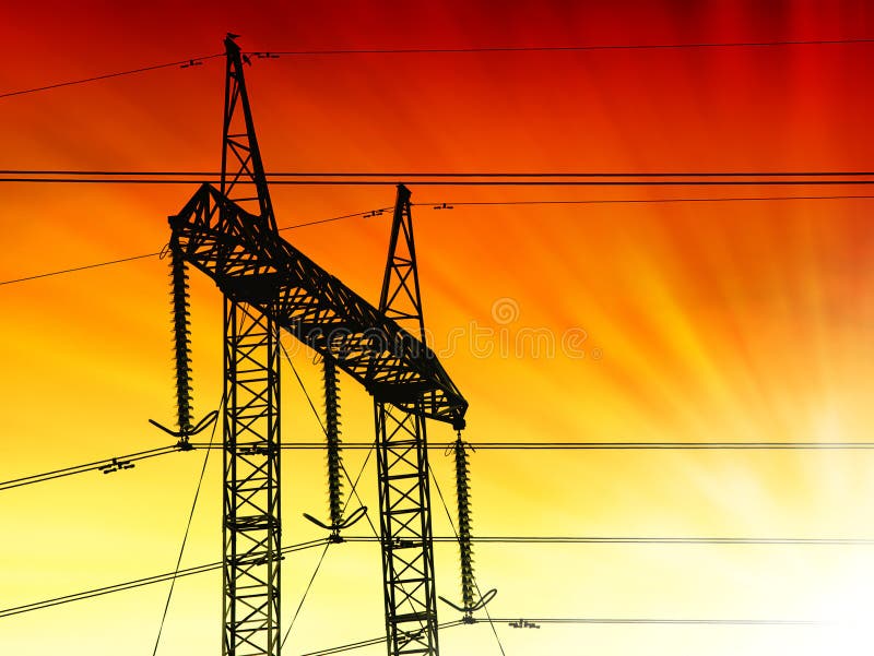 Sunset pylon stock photo. Image of sunset, black, sunlight - 13117652