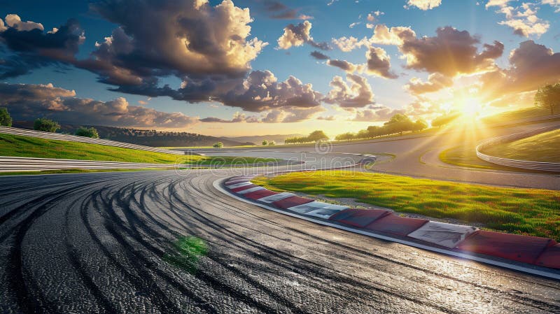 Sunset Race: Dramatic Sky Over the Racetrack. Generative Ai Stock Image ...