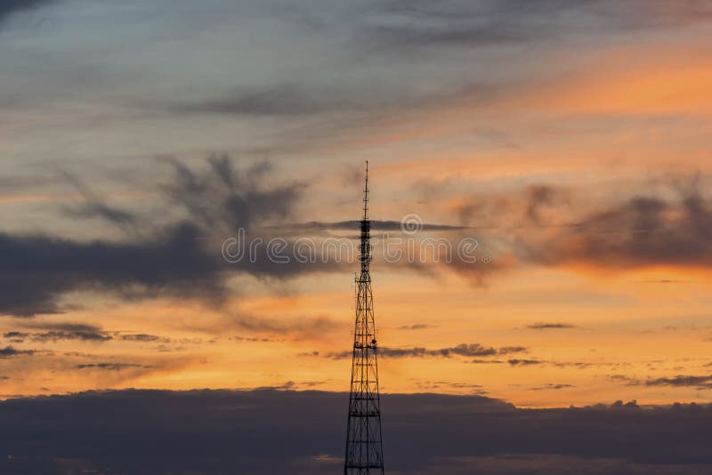 Sunset and radio tower stock photo. Image of abstract - 94199516
