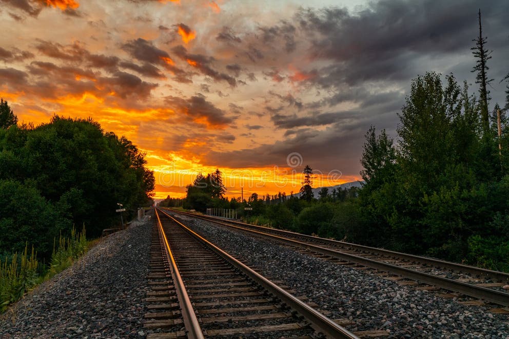 Sunset Rail Road stock photo. Image of autumn, dusk - 314550524