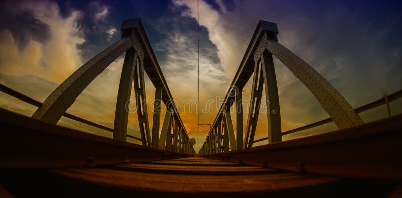 Sunset on Railway Bridge HDR Stock Photo - Image of concept, rail: 39599446
