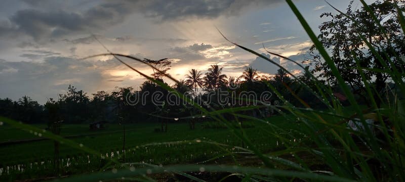 The Sunset after the Rain Fell Was Cool Stock Image - Image of rain ...