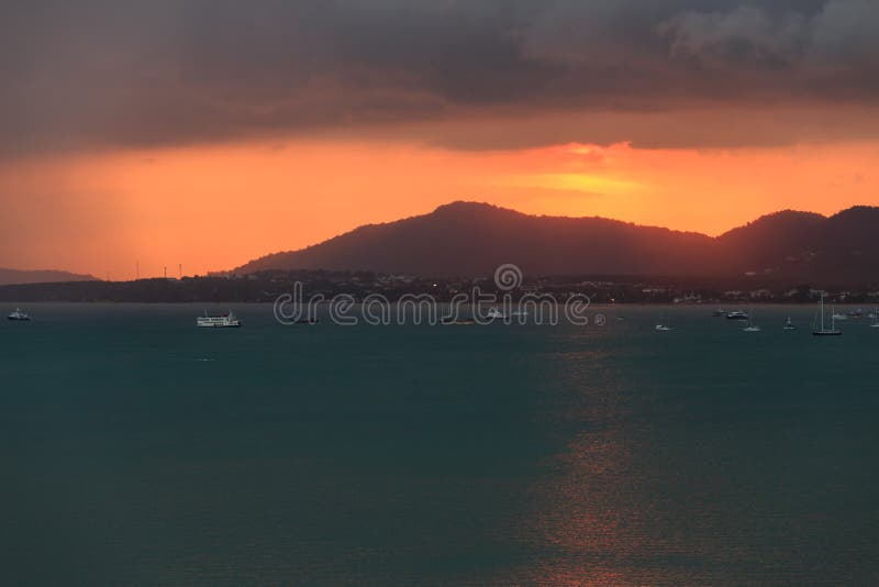 Sunset on Rainy Season stock image. Image of harbour - 73832359