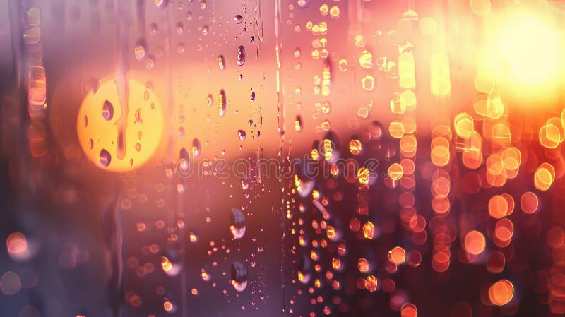 Sunset through a Rainy Window with Bokeh Effect, Artistic Dreamy ...