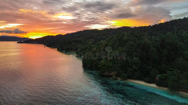 Sunset at Raja Ampat Island Stock Photo - Image of paradise, blue ...