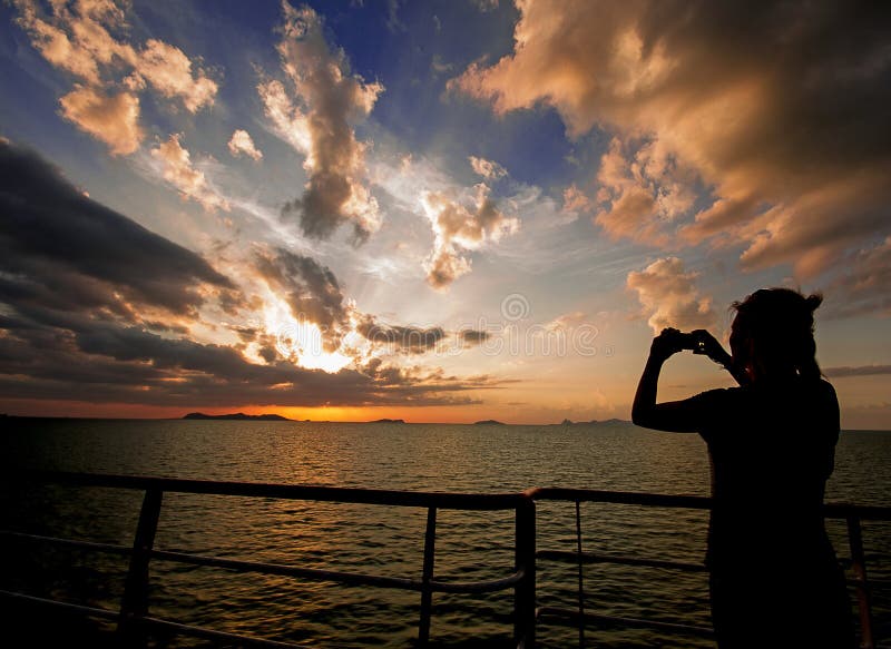 Sunset editorial image. Image of donsak, ferry, raja - 42600090