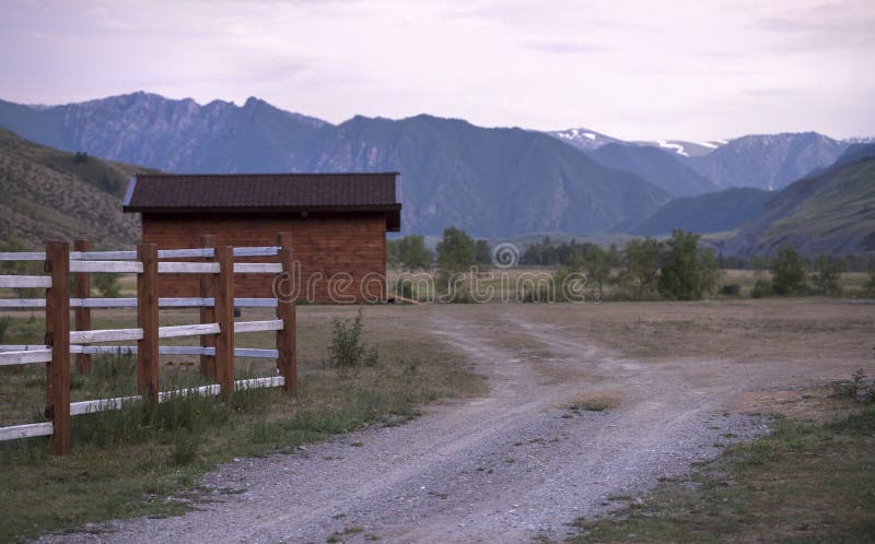 Sunset on the ranch stock photo. Image of wood, panoramic - 121811782