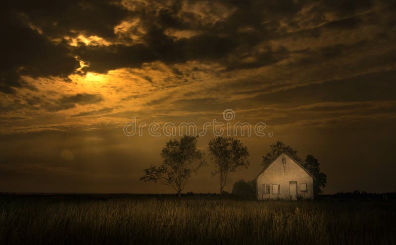 Sunset in the ranch stock photo. Image of rural, ruins - 96919302