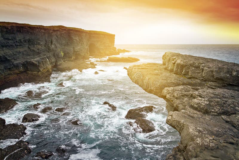 Ireland cliffs at sunset stock photo. Image of spectacular - 44925172