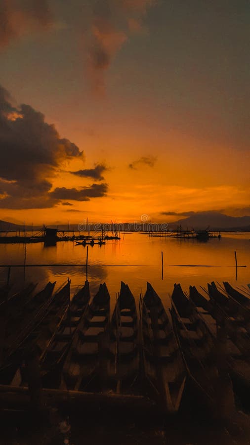 Sunset Rawa Pening stock photo. Image of coast, rawa - 262206764