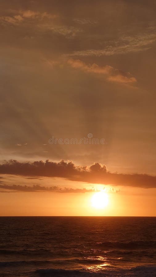 Sunset with Ray of Light at Beautiful Beach Stock Image - Image of ...