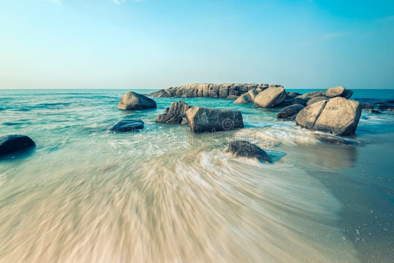 Sunset at rayong beach stock image. Image of evening - 51474167