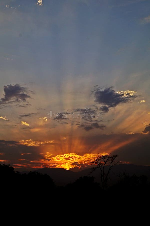 Sunset with rays stock image. Image of dusk, horizon - 55152391