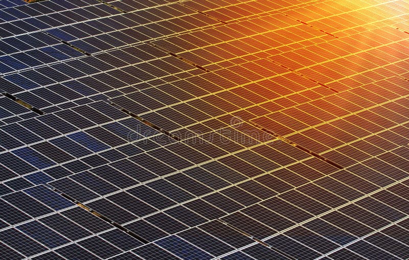 Sunset Rays Over Solar Panels. Stock Image - Image of energy, brazil ...
