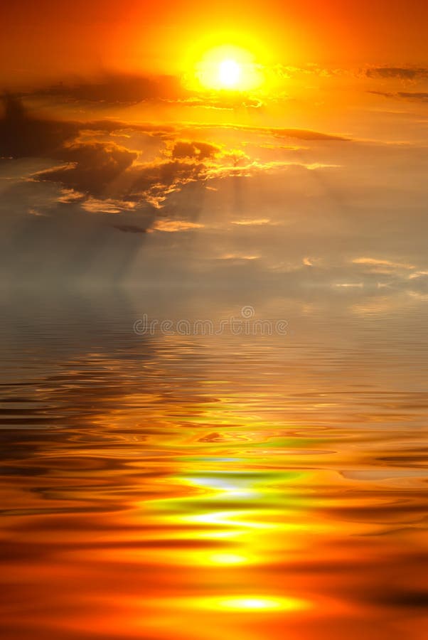 Sunset with Rays of Sun on the Sea Stock Photo - Image of outdoor ...