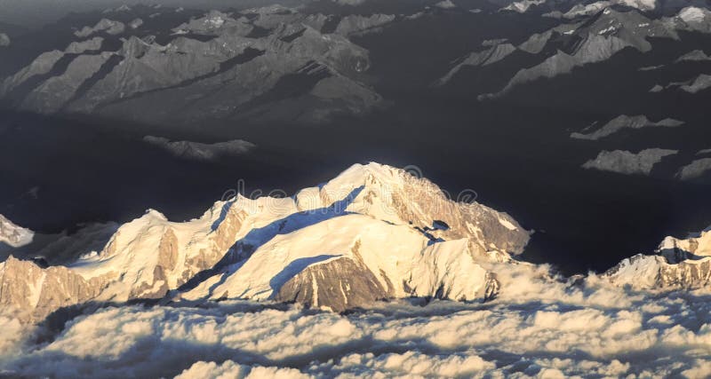 Sunset with Red Clouds in the Alps Stock Photo - Image of flying, snow ...