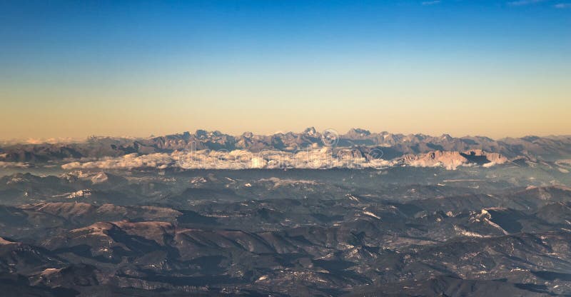 Sunset with Red Clouds in the Alps Stock Photo - Image of flying ...