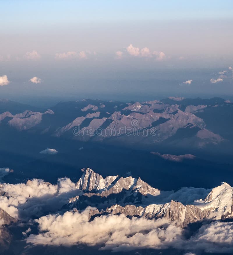 Sunset with Red Clouds in the Alps Stock Image - Image of range, flying ...