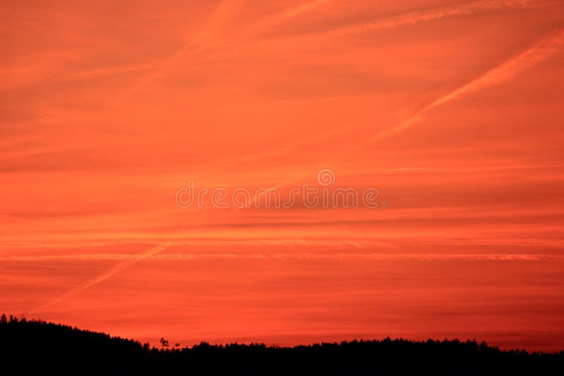 Sunset with a Red Coloured Sky Stock Photo - Image of coloured, view ...