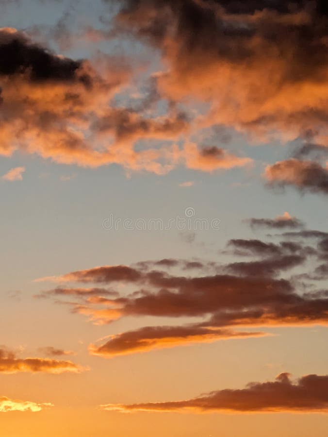Sunset Red Evening Skies with Large Clouds in the Sky Stock Image ...