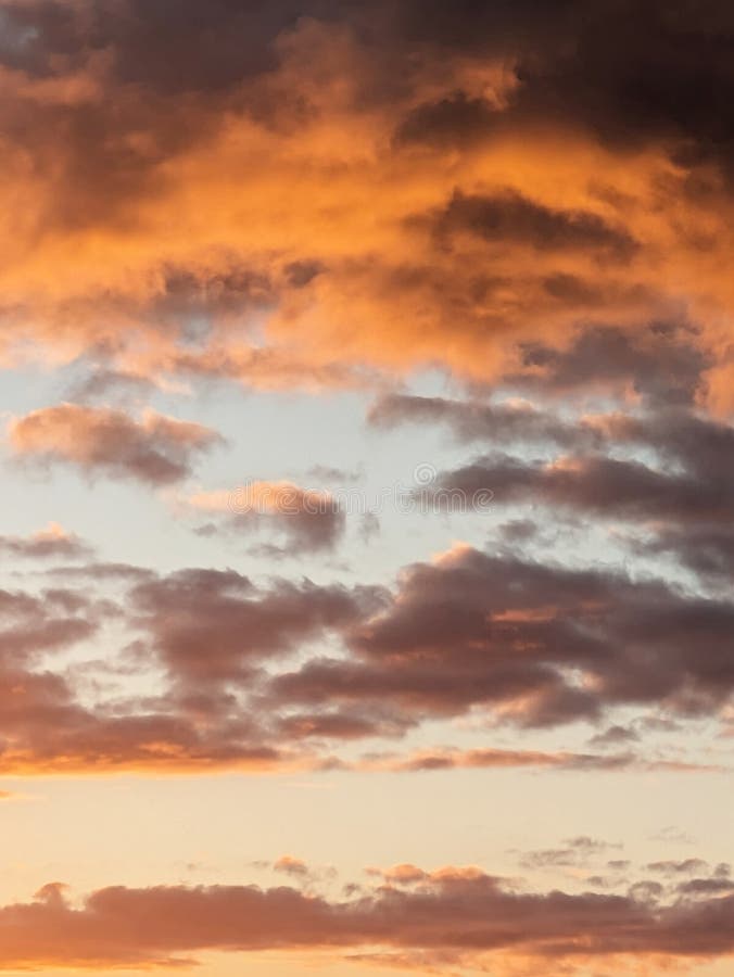 Sunset Red Evening Skies with Large Clouds in the Sky Stock Photo ...