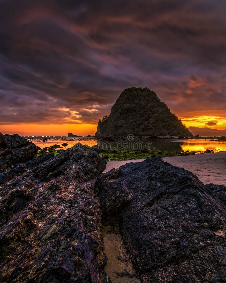 Sunset at Red Island Banyuwangi East Java Stock Photo - Image of beach ...
