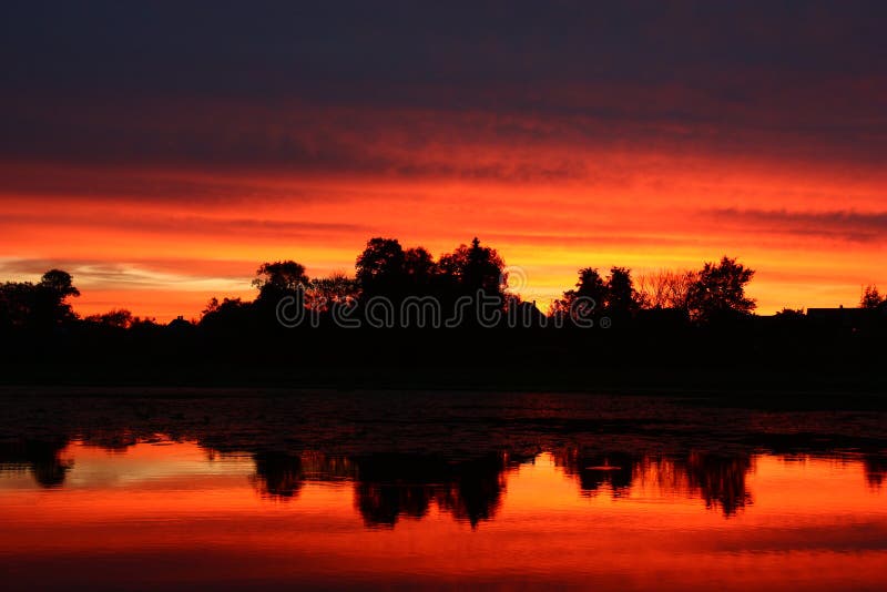 Sunset in red tones. stock photo. Image of summer, sunset - 97739312