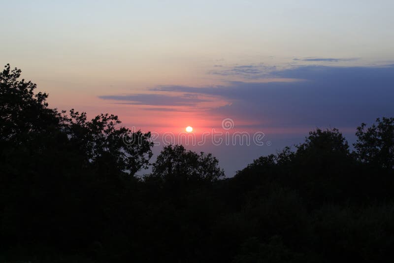 Sunset with Red Sky in Sorrento, Italy Stock Image - Image of panoramic ...