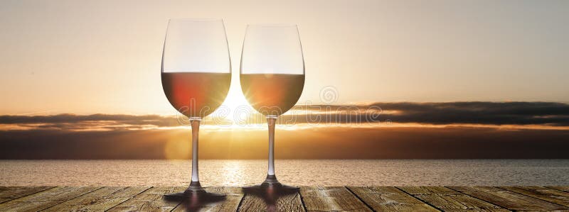 Sunset with Red wine stock photo. Image of woman, wooden - 144605580