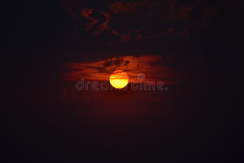 Sunset on Red Yellow Sky Back Soft Evening Cloud Stock Image - Image of ...