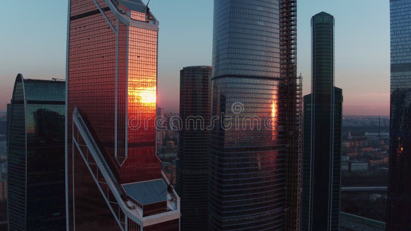 Sunset Reflected in a Mirror Skyscraper Stock Photo - Image of city ...