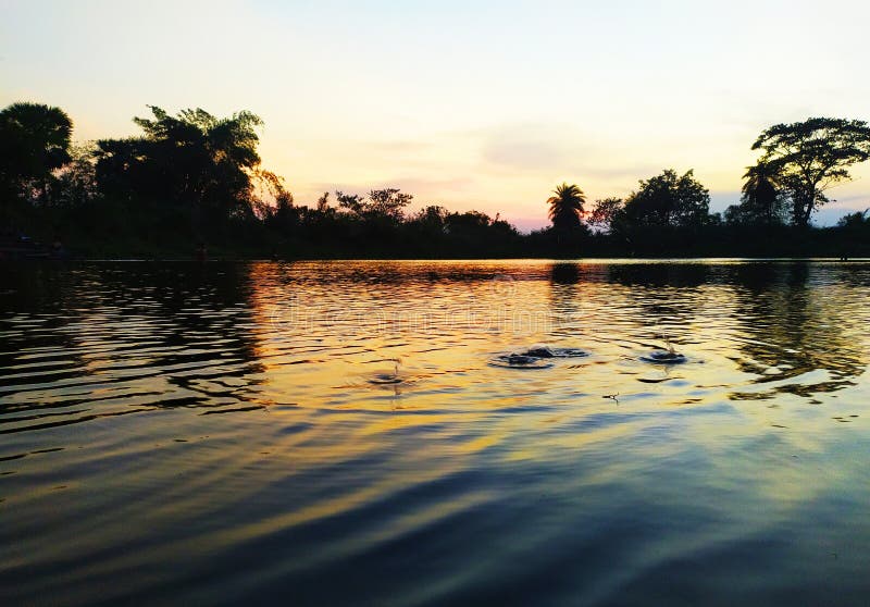 Sunset Reflected Over the Lake Water. Stock Photo - Image of natural ...