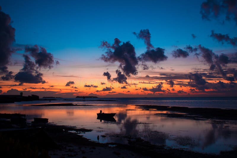 Sunset Reflected on Water Surface. Beautiful Landscape Stock Photo ...