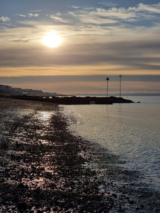 Sunset Reflected in the Waters of the Sea at Lee on the Solent ...