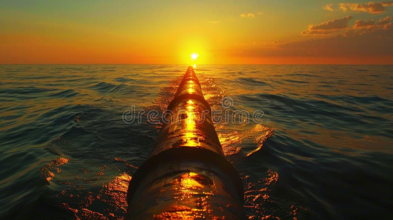 A Sunset Reflecting Off the Calm Surface Above a Subsea Oil Pipeline ... A Sunset Reflecting Off the Calm Surface Above a Subsea Oil Pipeline ...
