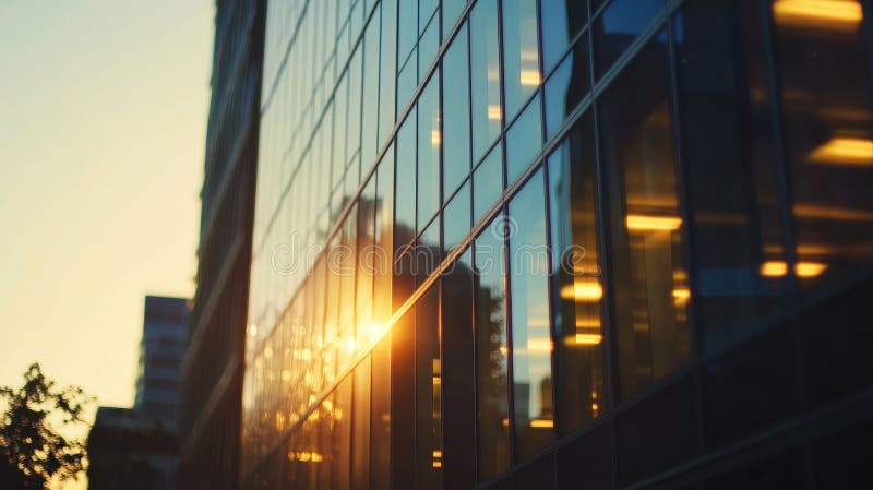 A Sunset Reflecting Off a Modern Glass Building, Highlighting Urban ...