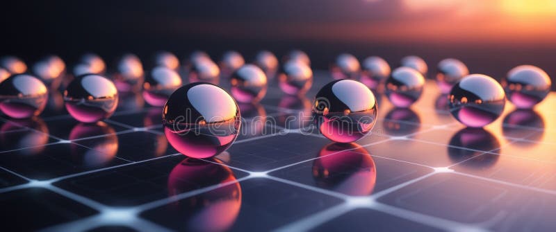 Sunset Reflecting in Spheres on Solar Panel. Stock Photo - Image of ...